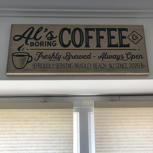 Personalized Coffee Shop Farmhouse Retro Style Wood Sign. 3 Sizes 9 ...