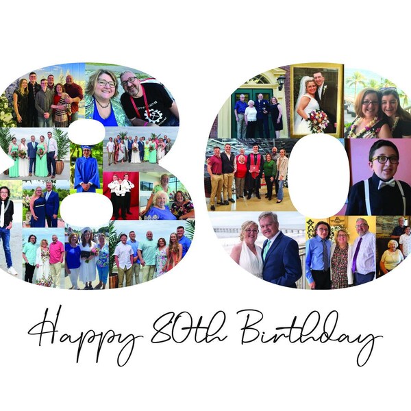 Number 70 Picture Collage, 70th Birthday Photo Collage, Custom Gift for ...