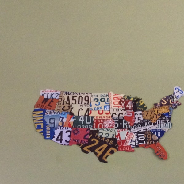 USA License Plate Map Laser Cut Aluminum (dibond) Sign Vintage Decor ...