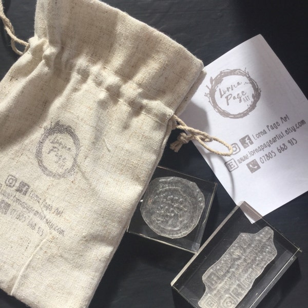 Split Business Card Stamp Set Custom Logo and Social Media Stamp - Etsy