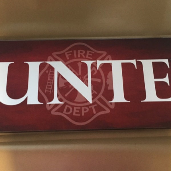 Firefighter Name Sign, Firefighter Decor, Family Name, Fireman Decor ...