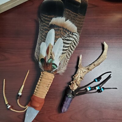 Spirit of Shaman Medicine Smudge Fan With Rattle Shaman Wand, Shaman ...
