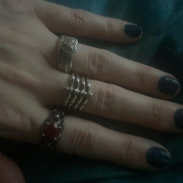 Rib Ring// Sterling Silver// Handmade Solid S925//unique Punk Gothic ...