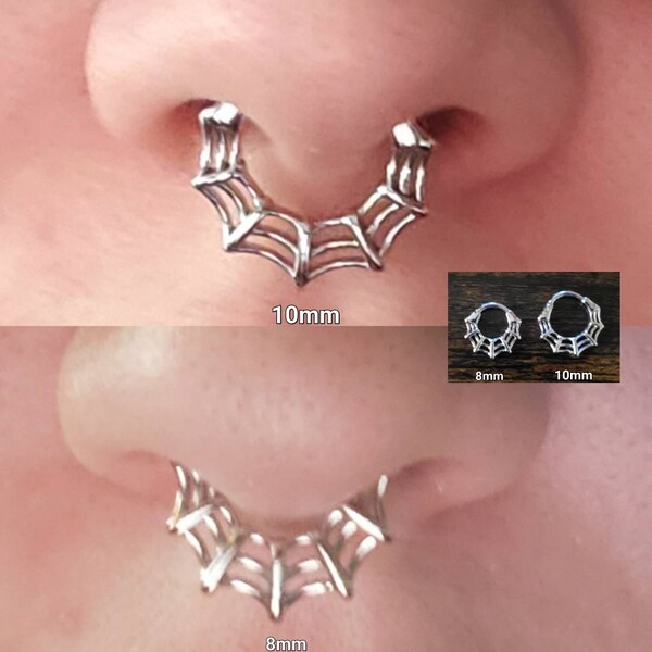 16G Spider Web Septum Ring Black Silver Clicker/cartilage/helix Earring ...