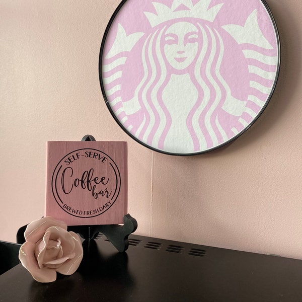 Pink Coffee Sign, Pink Self Serve Coffee Bar Sign, Pink Coffee Station ...