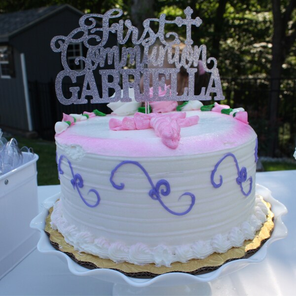 First Communion Cake Topper, God Bless, Holy First Communion Cake ...