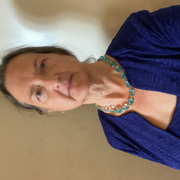 Anna Wintour Collet Necklace, Blue Statement Necklace, Georgian Paste ...