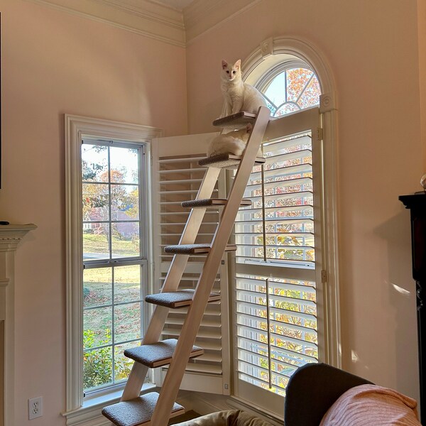Cat Ladder - 7 Step Pine, Customizable | Movable Cat Perch – Always ...