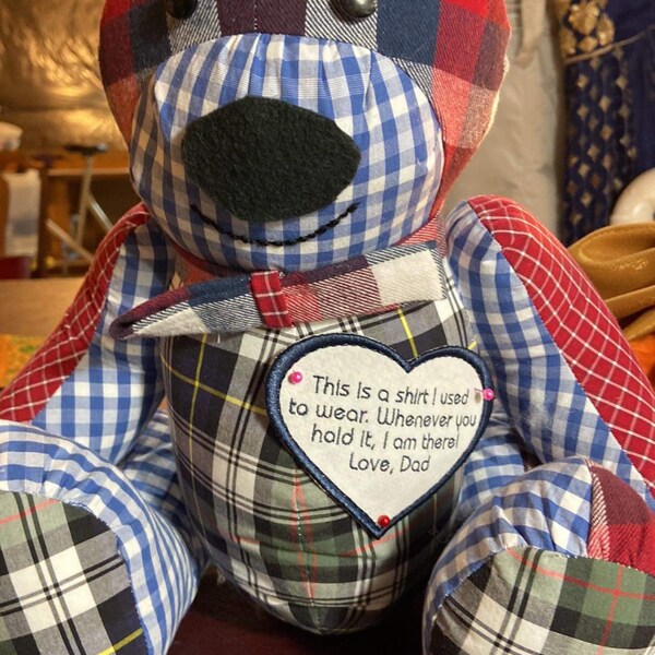 Embroidered Memory Patch Heart: Pre-made Memorial Patch for Pillows ...