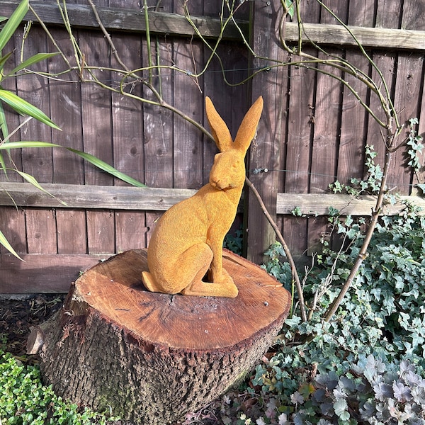 Rusty Cold Cast Iron Hare Garden Statue Ornament - Etsy UK