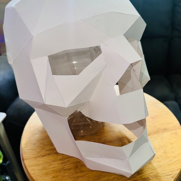 Skull Mask 3D Papercraft Template: Low Poly Halloween Costume (PDF ...