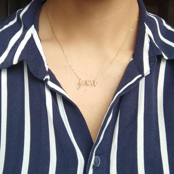 Jesus Necklace Gold, Silver Jesus Necklace, Wire Name Necklace ...