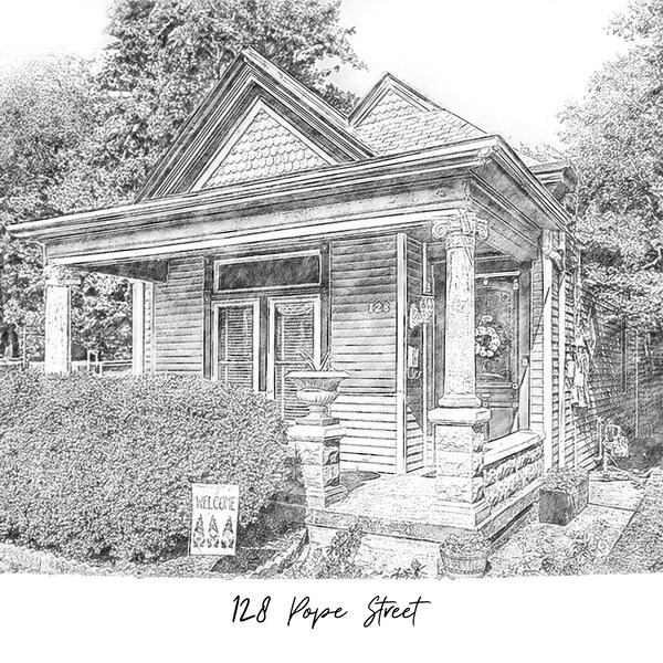 House Portrait, Custom Pencil House Sketch, Christmas Gift, Wedding ...