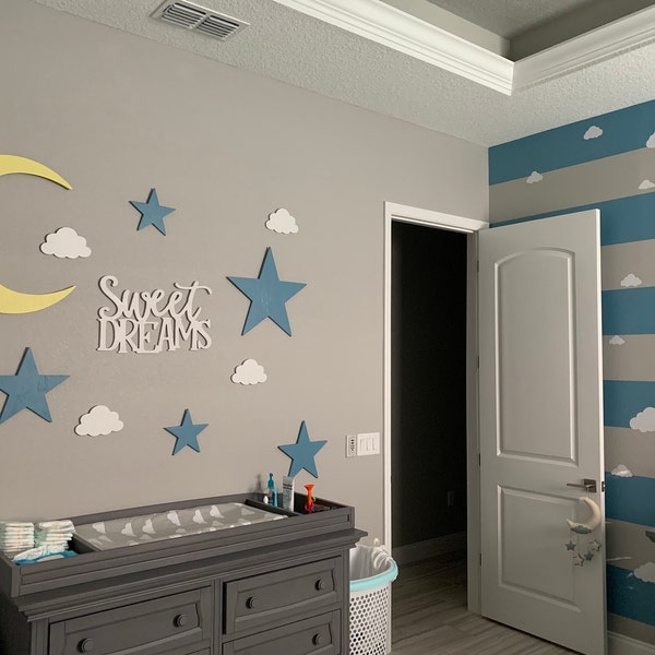 Star Set 5 Pc Star Wall Art Wooden Stars Outdoor Decor Holiday Decor ...