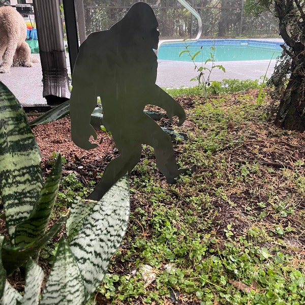 Sasquatch Garden Stakes: Raw Steel Bigfoot Yard Art - Etsy