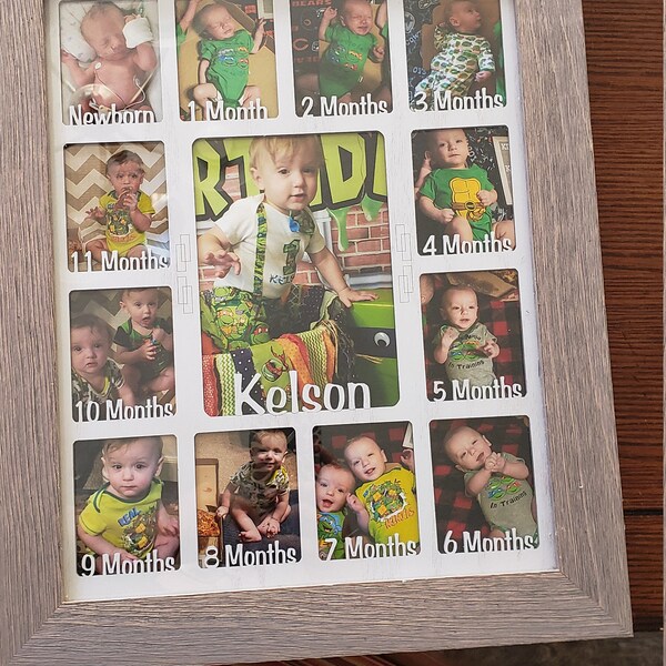 Baby First Year Personalized Frame - Holds Twelve 2.5" X 3.5" Newborn ...