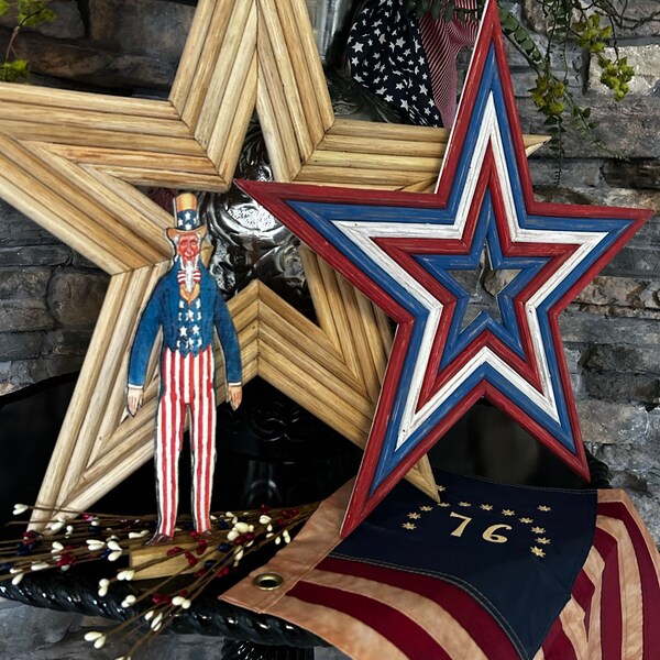 Primitive Uncle Sam Lady Liberty- Vintage 4th of July Decor- Primitive ...