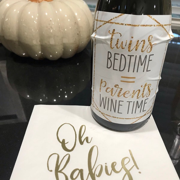 Oh Babies Napkins - Gold Foil | Set of 16 Luncheon Sized Baby Shower ...