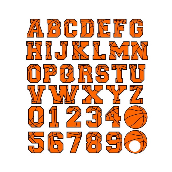 Basketball Letters Font and Numbers SVG Cut File for Silhouette Cameo ...