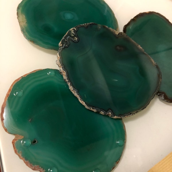 Green Tone Agate Slice Coasters | Natural Barware | Unique Gift - Etsy