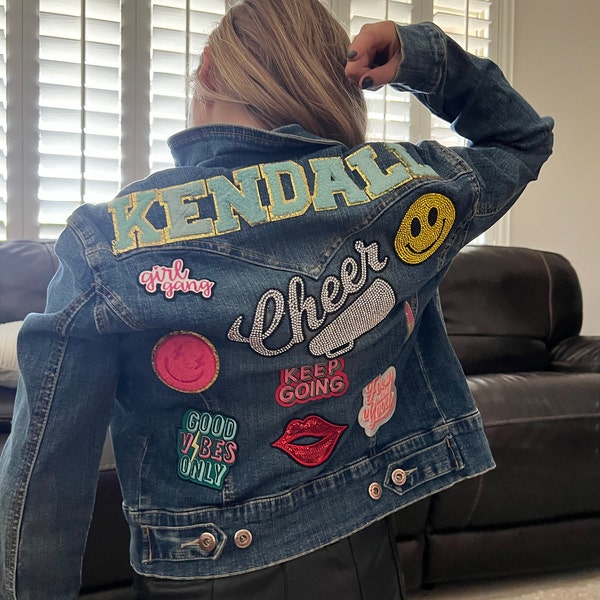 Girls Pink Letter Patch Jean Jacket | Name Patch Jacket | Toddler Girls ...