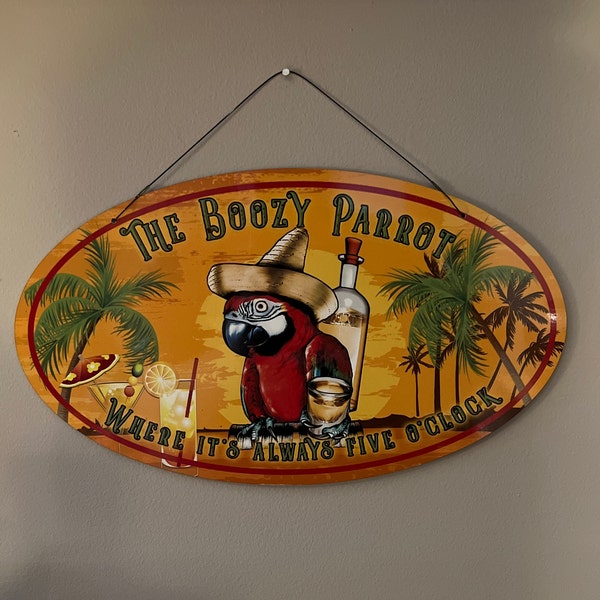 Tequila Parrot Metal House Sign, Beach Bar Décor Signs, Signs for Tiki ...