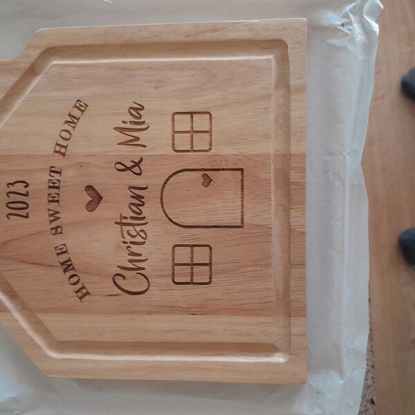 Home Sweet Home House Shaped Board Personalised House Warming Board ...