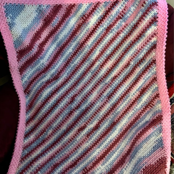 C2C Moss Stitch Crochet Pattern With Mini Bobble Border, Linen Stitch ...