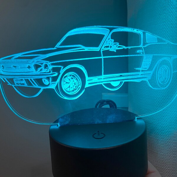 Fastback Mustang Acrylic LED Night Light, Desk Lamp - Etsy