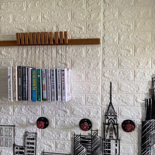 Book Rack in Oak by AGUSTAV / Original Design Floating Bookshelf / Pins ...