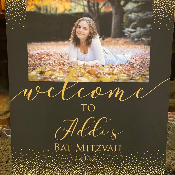 Black and Gold Glitter Party Sign, Printable Welcome Sign, Editable ...