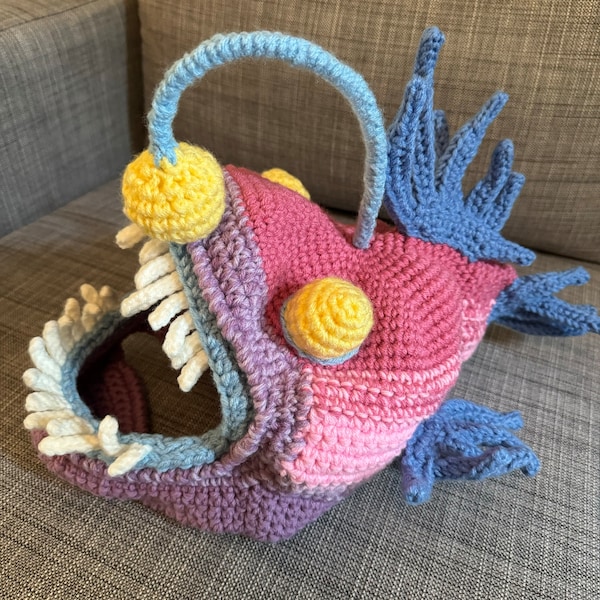 Angler Fish Crochet Hat Costume & Wrist Gauntlets - Fantasy Under the ...