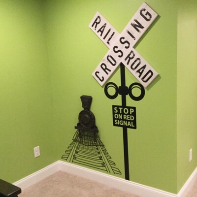 Railway Railroad Wall Decal Train Rail Vinyl Sticker Home Interior Wall ...