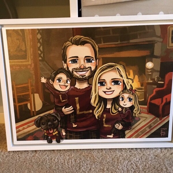 Chibi Portrait- Four Characters Friends & Family: Custom Illustration ...