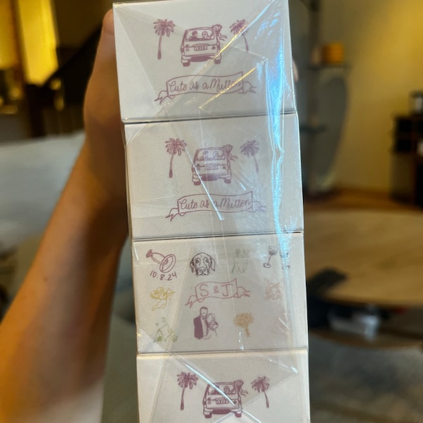 Custom Color Matchbox Design: Personalized Illustration Wedding Favors ...