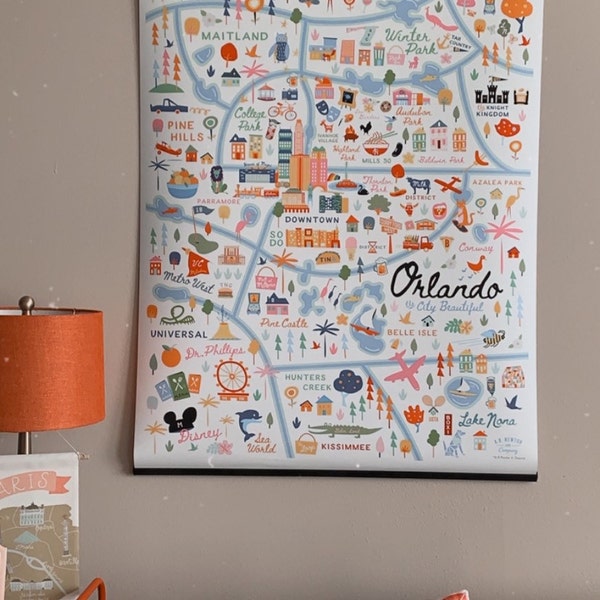 Orlando Fl Map Art Wall Decor | City Map Orlando Florida | Art Print ...