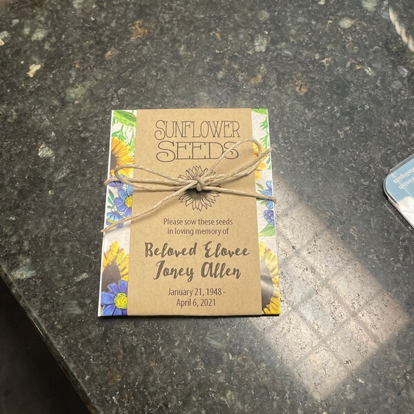 Sunflower Personalized Memorial Seed Packets - Etsy