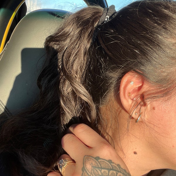 18g Dainty Starburst Piercing (single), Screw Ball End Piercing, 925 ...