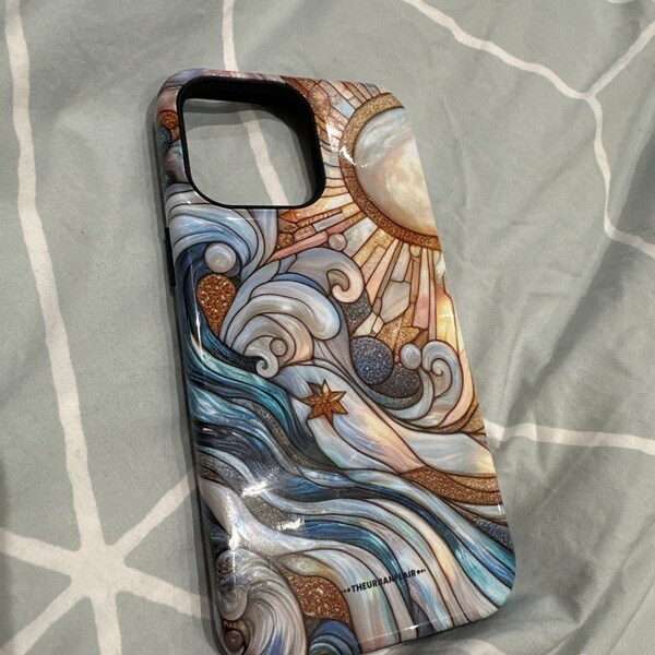 Waves & Sun Rays Stained Glass Illusion Print Magsafe Phone Case for ...