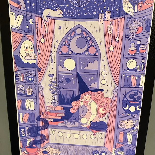 Astronomy Witch Art Print | Poster, Digital Illustration, Artwork ...