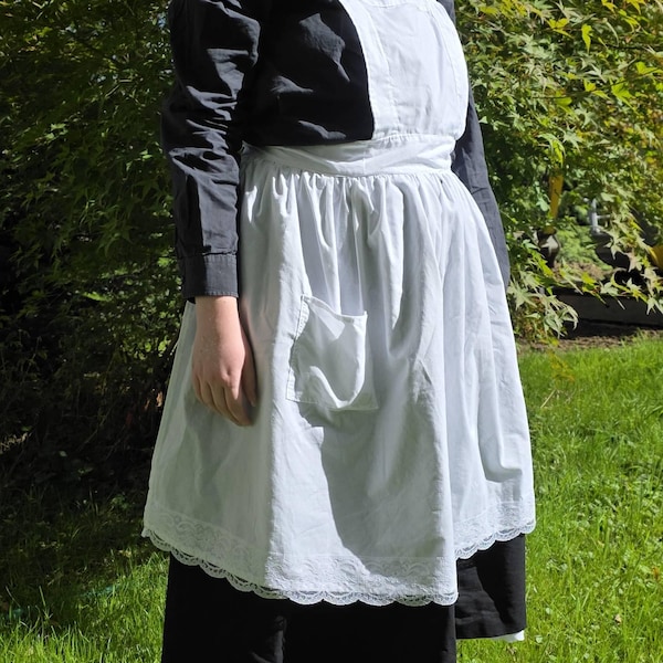 Victorian/edwardian/wwi Style Maid/waitress Full Apron With Lace and ...