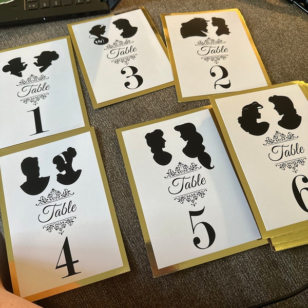 Disney Couple Table Numbers, Gold Wedding Table Numbers, Disney Wedding ...