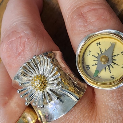 Natural Stone Ring Healing Stone Ring Sterling Silver Wide - Etsy