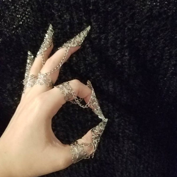 Full Hand Armour "alik" Gothic Finger Claws - Dark Nail - Dark Jewelry ...