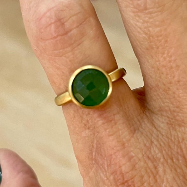 Brushed Gold Aquamarine Ring · Bezel Set Oval Stacking Ring · March Birthstone Ring ...