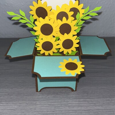 Sunflower Box Card SVG Template. Pop-up Box Card. Pop-up Greeting Card ...