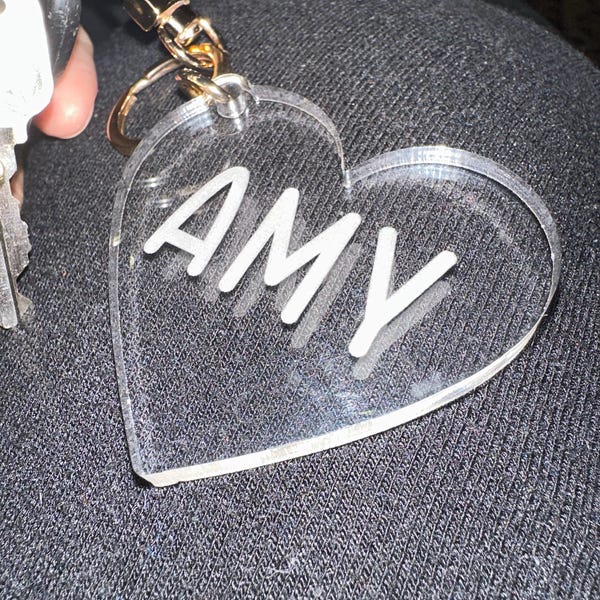 Custom Acrylic Name Keychain/ Acrylic Heart Keychain/ Heart Name ...