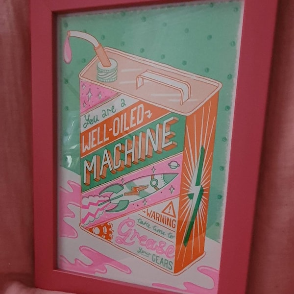 A5 Grease Your Gears Risograph Print, Oil Can Wall Art - Etsy