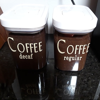Coffee regular and Coffee decaf Word Art Vinyl Jar Container Label ...