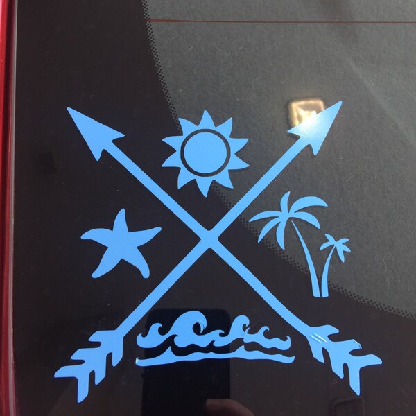 Beach Life Summer Fun Decal Wave - Starfish - Palm Tree - Sun Icon ...